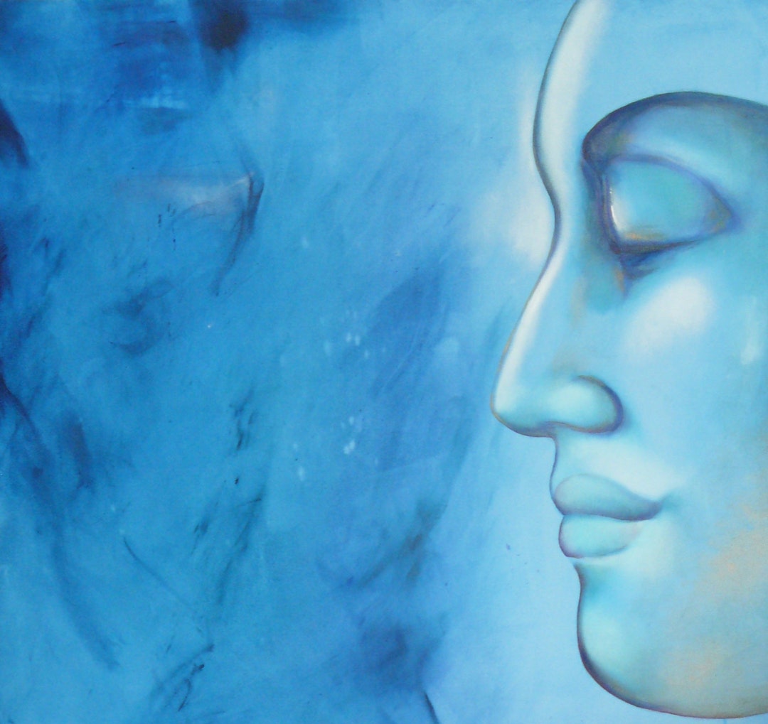 Print Azul Prana meditación espacio azul perfil de - Etsy España