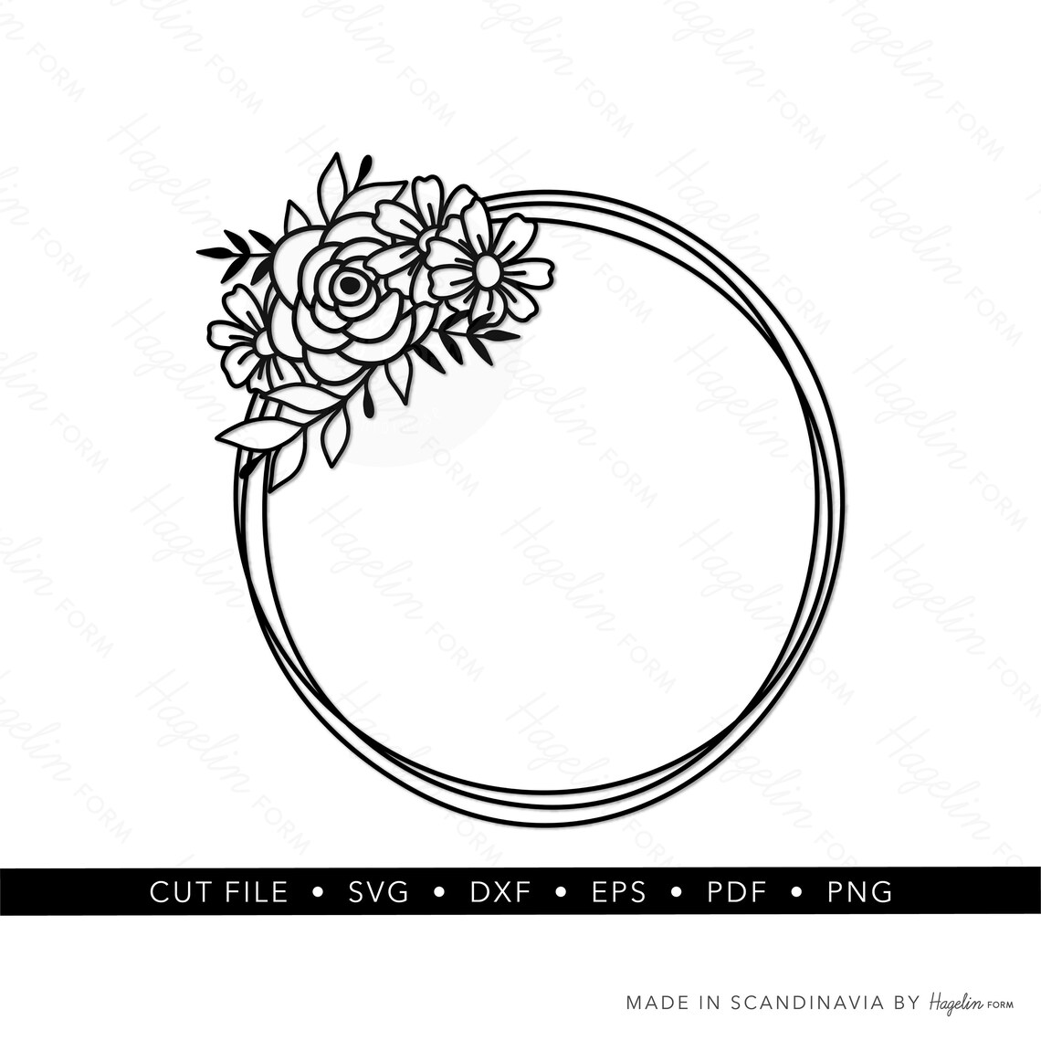 Floral Wreath Svg Cut File Circle Monogram Frame With Etsy
