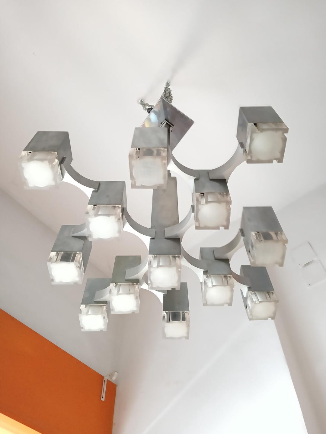 Sciolari Cubic Ceiling Light 13 Lights Chrome Perspex Shades Made in ...