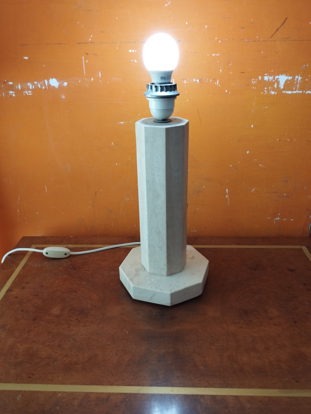 Travertine Lamp Octagonal Shape Authentic Made in Italy 1960s - Etsy