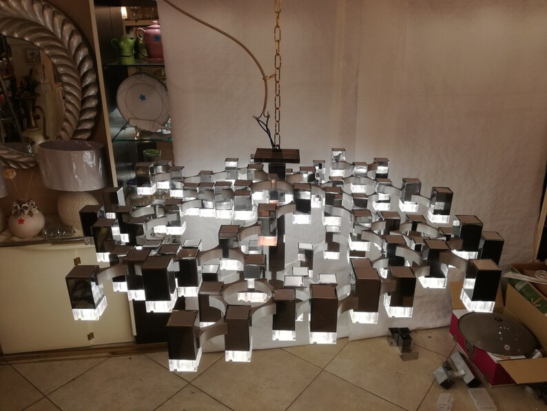 Sciolari Cubic 81 Bulbs Perspex Shade Chrome Chandelier - Etsy