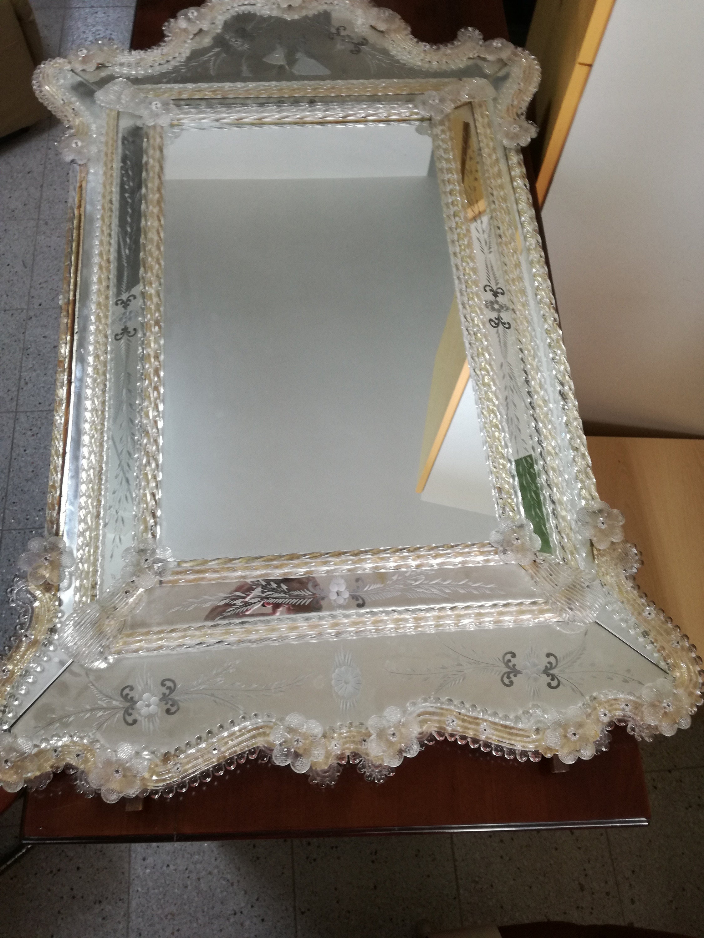 Murano Venice mirror glass huge size made in Italy 1950s | Etsy