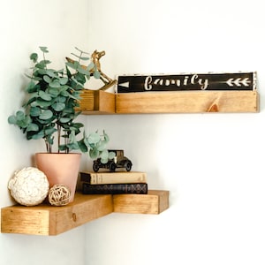 Floating Corner Shelf FREE Shipping Rustic Corner Shelves | Etsy