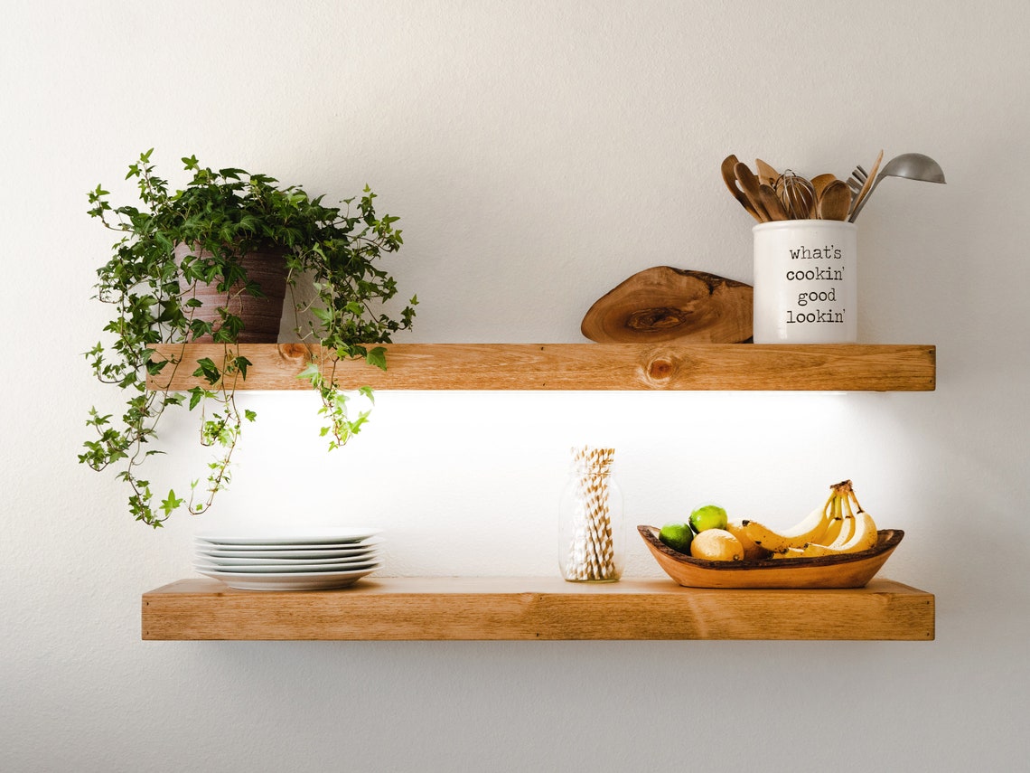 Floating Shelf With LED Lights Kitchen Shelving FREE - Etsy UK