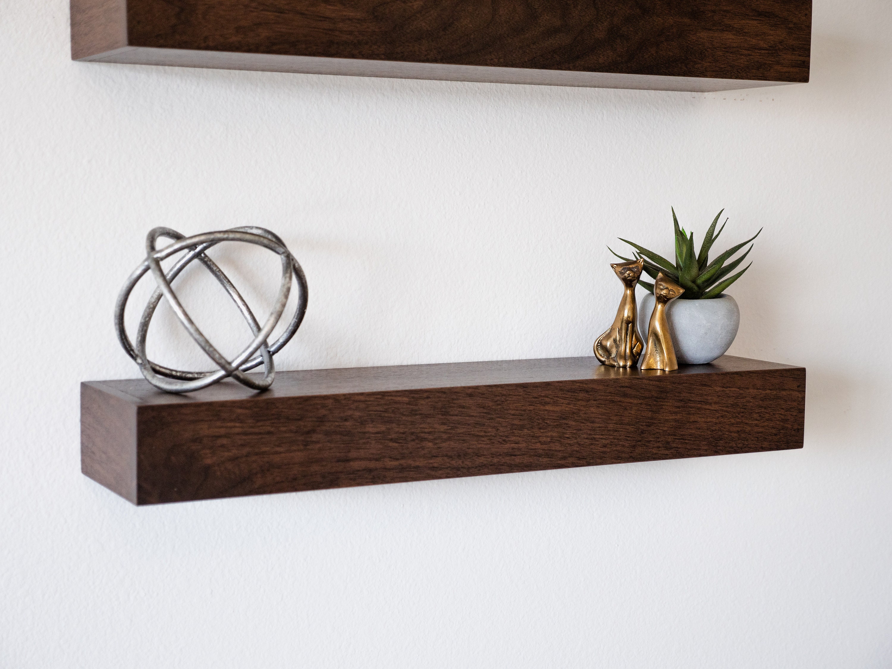 Walnut Floating Shelf Modern Floating Shelves FREE SHIPPING - Etsy