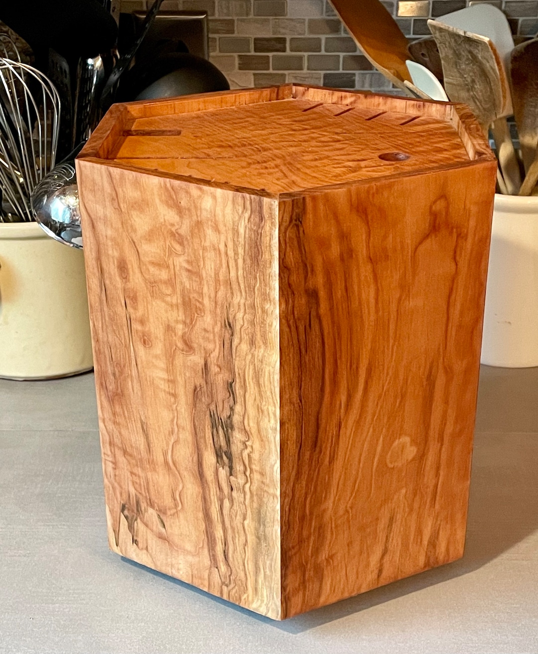Custom Made Highly Figured Maple Counter-top Knife Storage on a Lazy ...