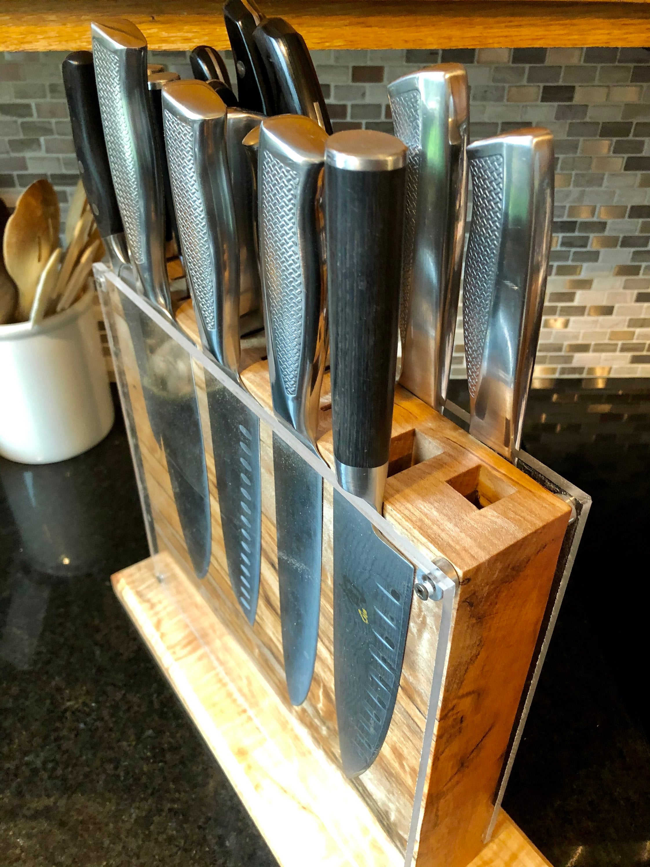 Custom Handmade Kitchen Knife Storage Block of Lightly Spalted - Etsy
