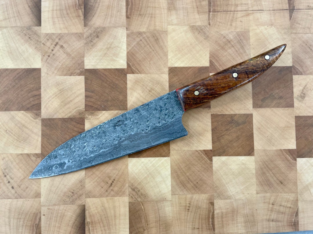 Custom Made Chef / Kitchen Prep Knife of Hammered DAMASCUS Steel With ...
