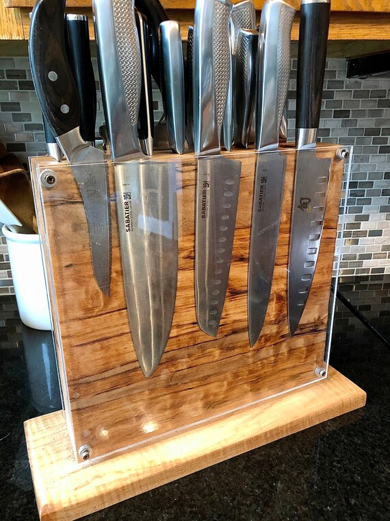 Custom Handmade Kitchen Knife Storage Block of Lightly Spalted - Etsy