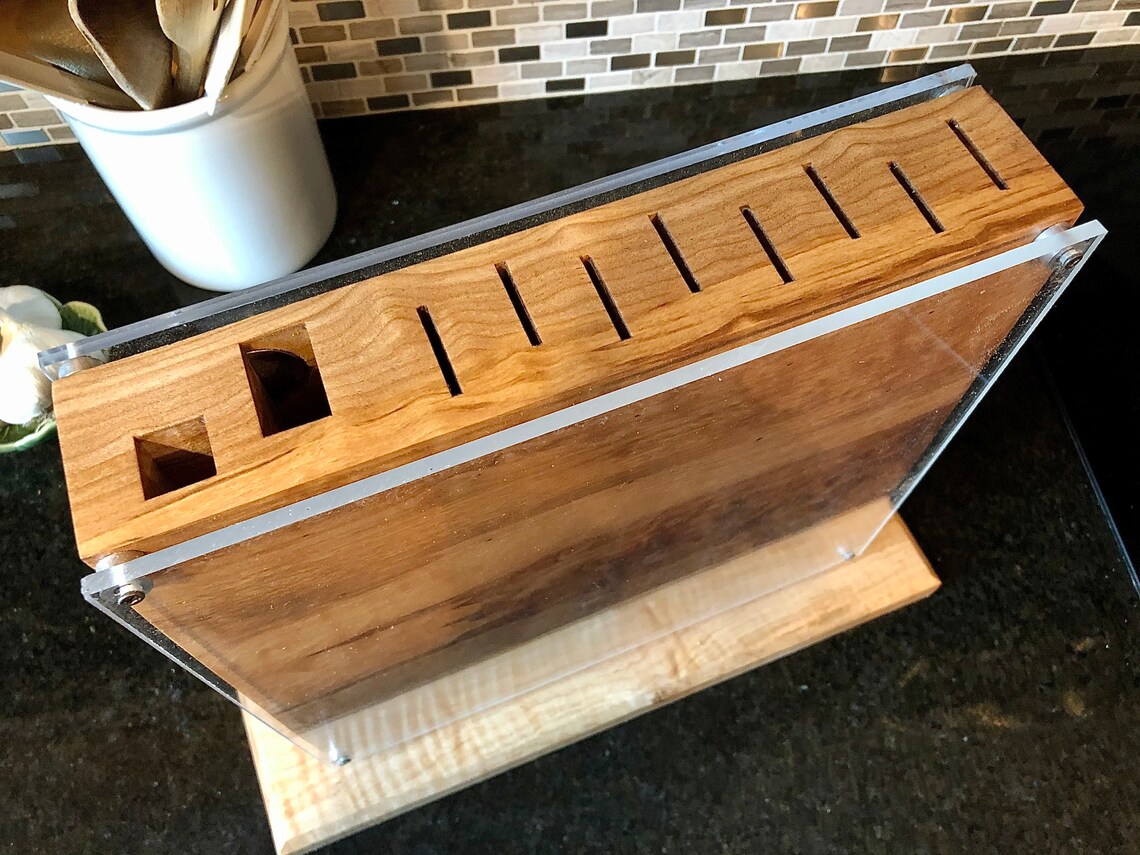 Custom Handmade Kitchen Knife Storage Block of Lightly Spalted - Etsy