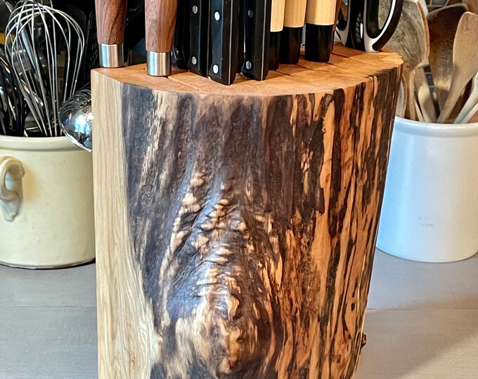 Custom Handmade Live Edge MAPLE Kitchen RUSTIC ART & Countertop Knife ...