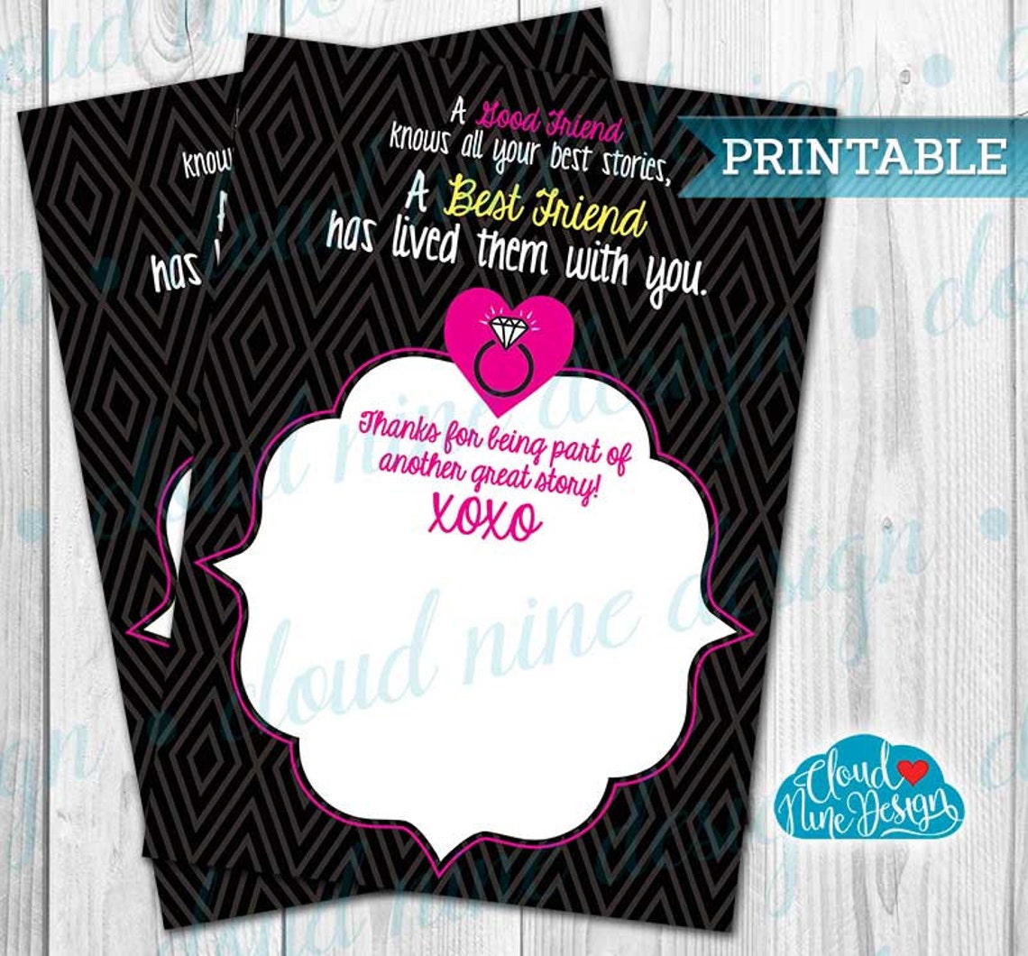 Bachelorette Party Thank You Note Printable DIY Bridal - Etsy