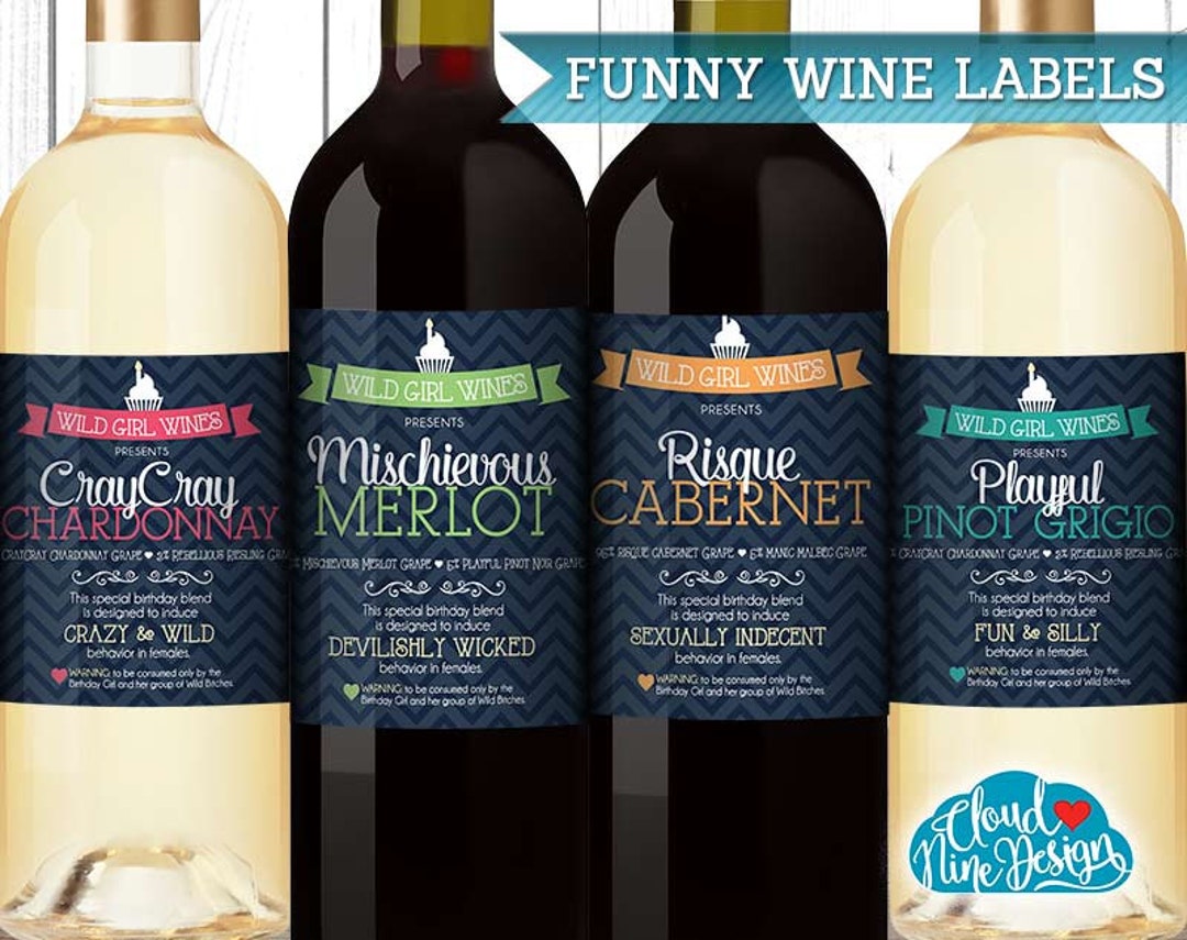 Birthday Party Wine Labels {digital Download} - Set of 4 Printable ...