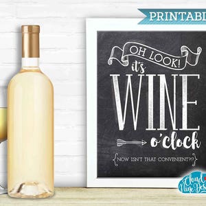 Wine Decor, Printable Wine Sign, Wine-themed Party, Wine O'clock ...