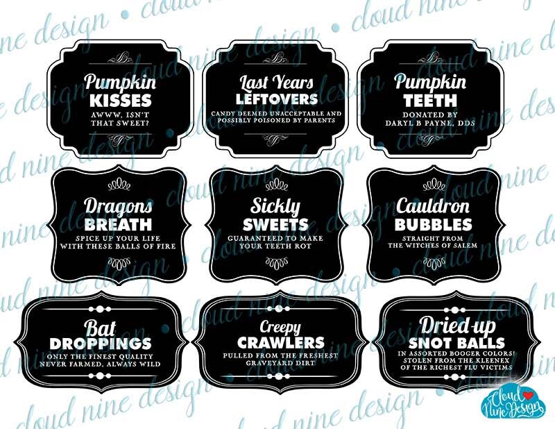 Halloween Labels PRINTABLE instant Download DIY Funny - Etsy