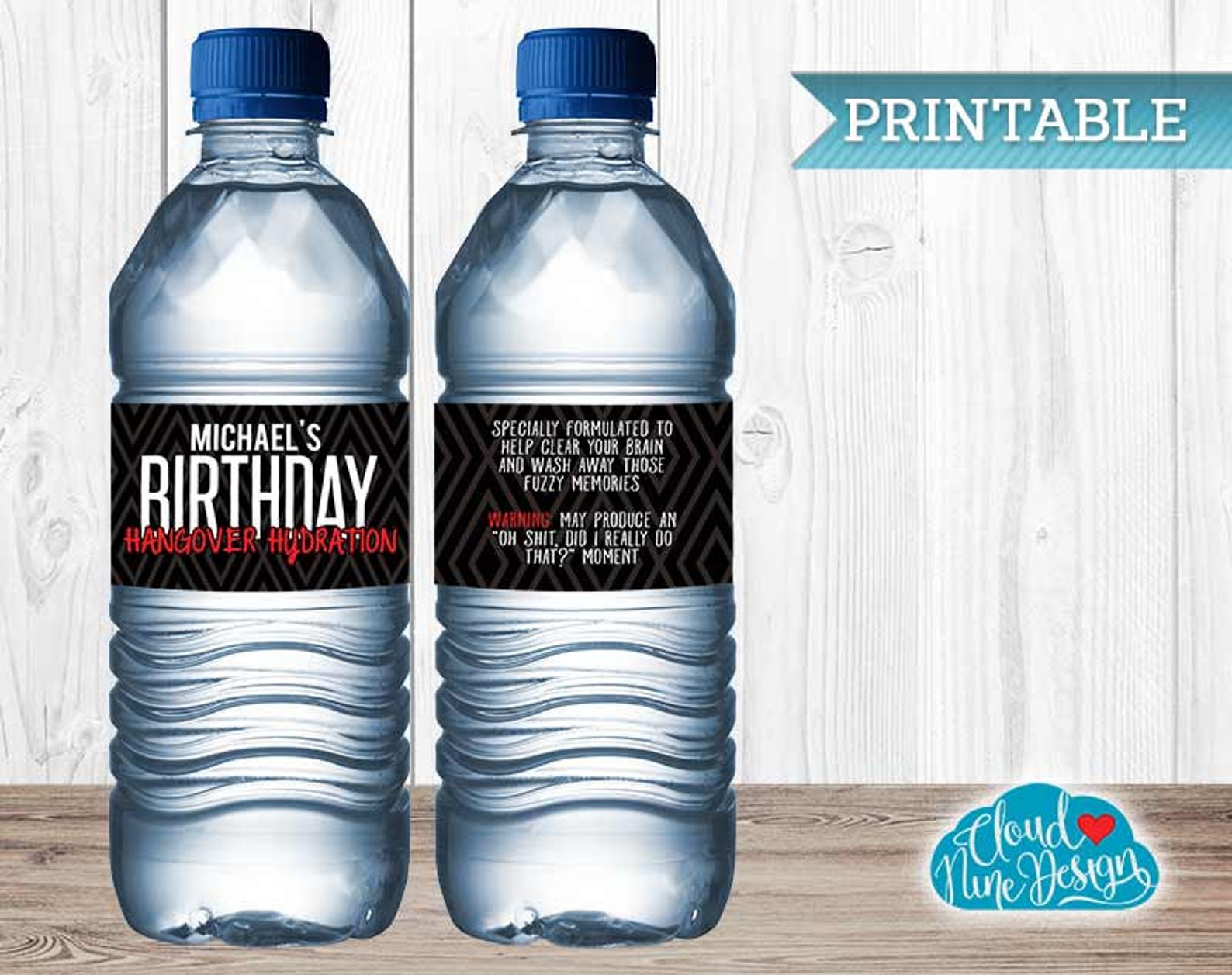 Birthday Water Bottle Labels Personalized instant | Etsy