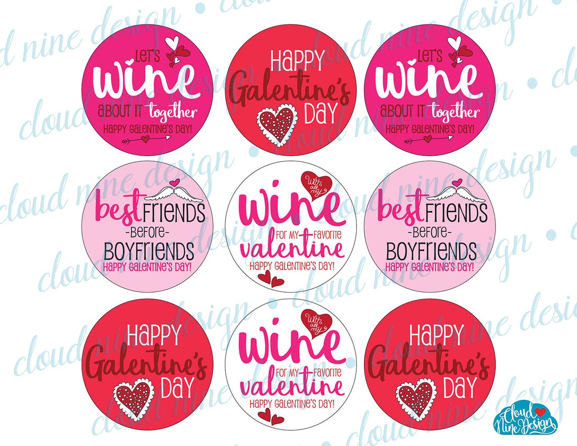 Galentine's Day Stickers Wine Labels INSTANT DOWNLOAD | Etsy