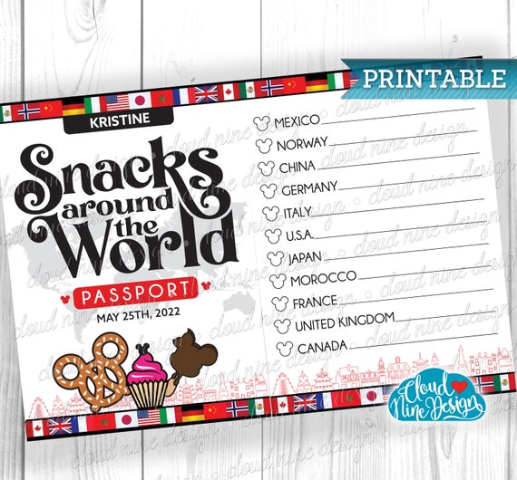 Personalized Snacking Around the World Passport for Epcot - Etsy