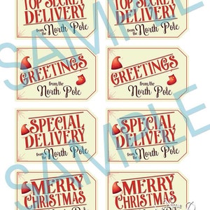 North Pole Gift Tags, From Santa Tags, Printable Kids Gifts, Christmas ...