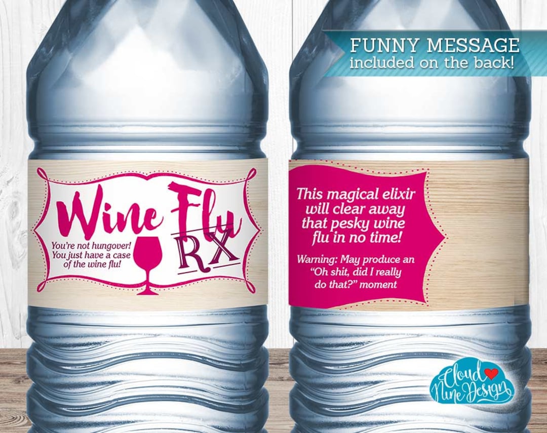 Funny Water Bottle Labels instant Download Wine-themed Party, Wine Flu ...