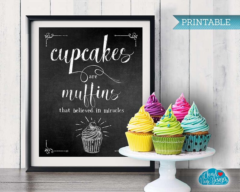 Chalkboard Sign Cupcake Printable Kitchen Decor Cupcake - Etsy