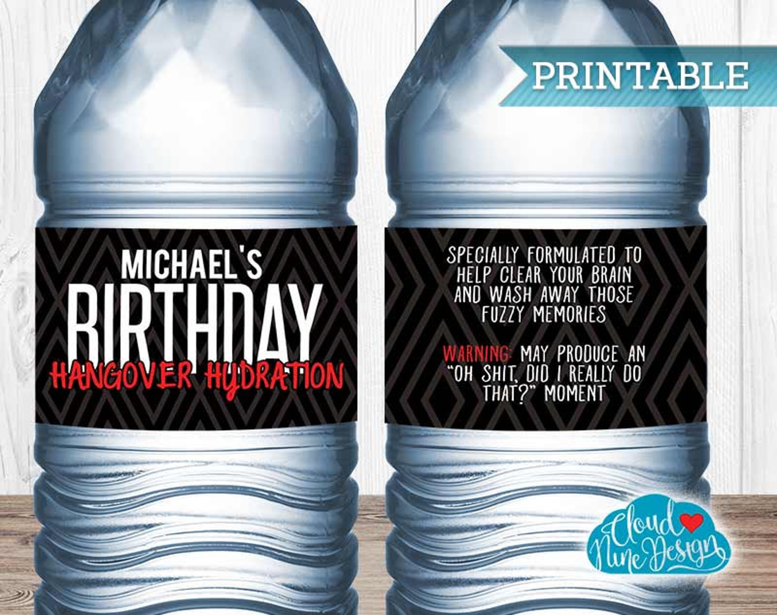 Birthday Water Bottle Labels Personalized instant | Etsy