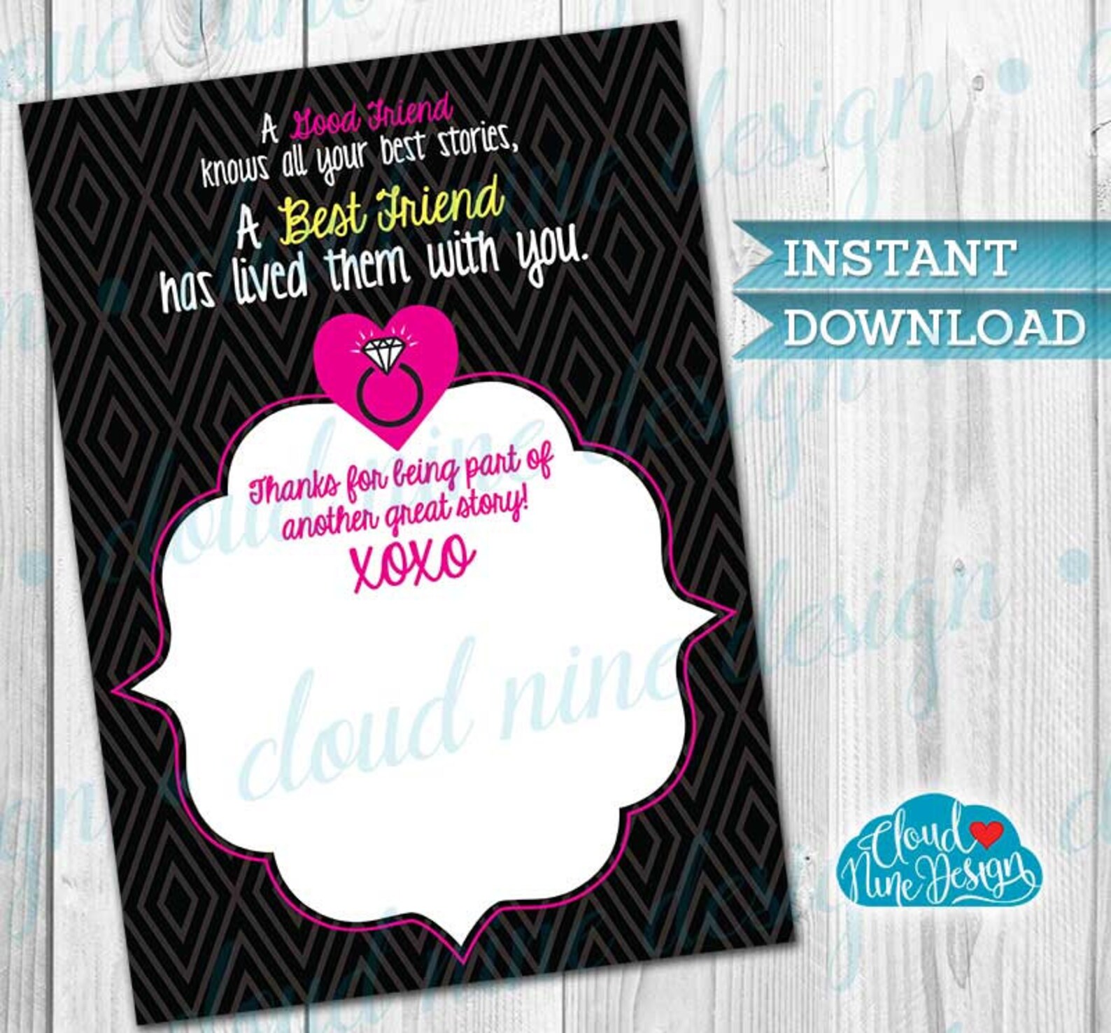 Bachelorette Party Thank You Note Printable DIY Bridal - Etsy