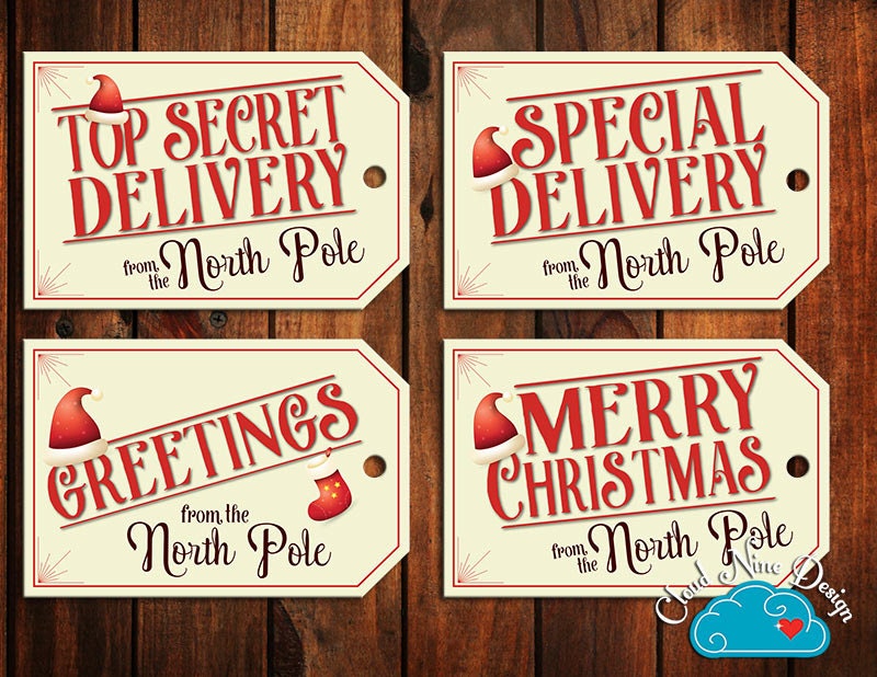 North Pole Gift Tags, From Santa Tags, Printable Kids Gifts, Christmas ...