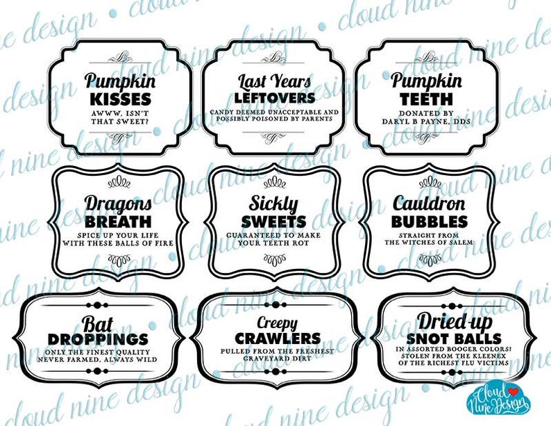 Halloween Labels PRINTABLE instant Download DIY Funny - Etsy