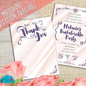 Bachelorette Party Thank You Note - Printable DIY, Bridal Shower ...