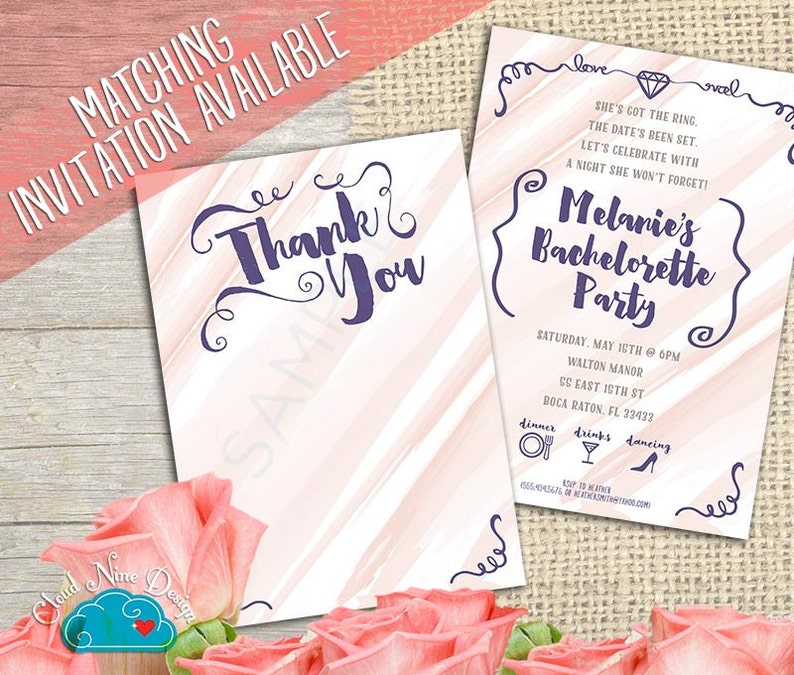 Bachelorette Party Thank You Note Printable DIY Bridal - Etsy
