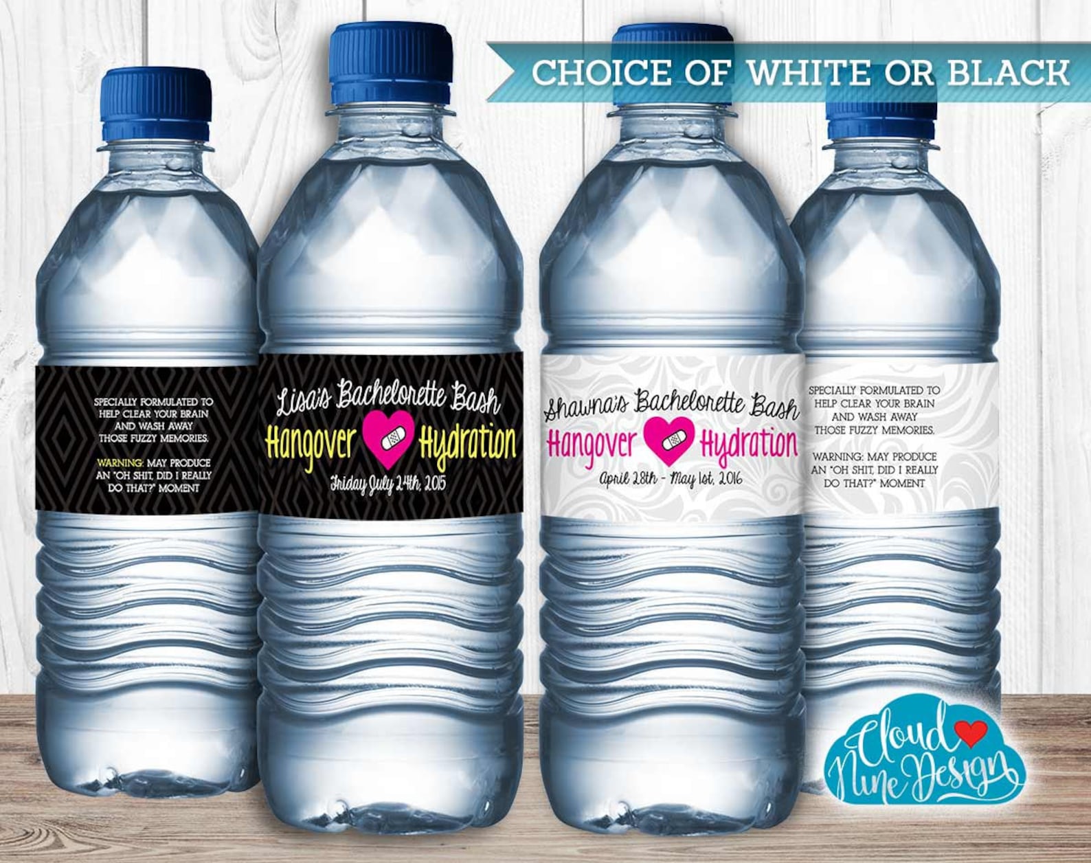 Bachelorette Party, Personalized Water Bottle Labels, Hangover ...