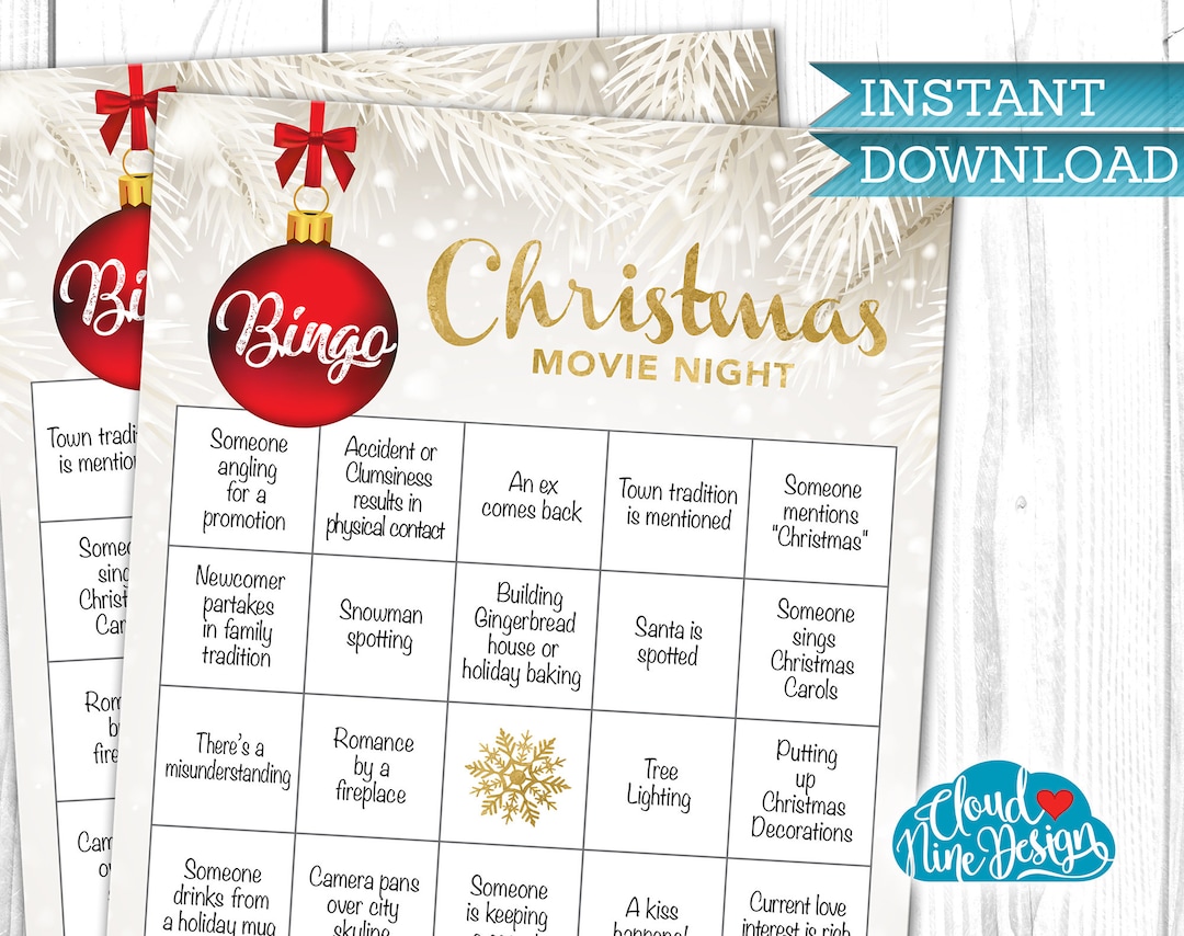 Christmas Movie Bingo Game, Girls Night Christmas, 8 Different Bingo ...