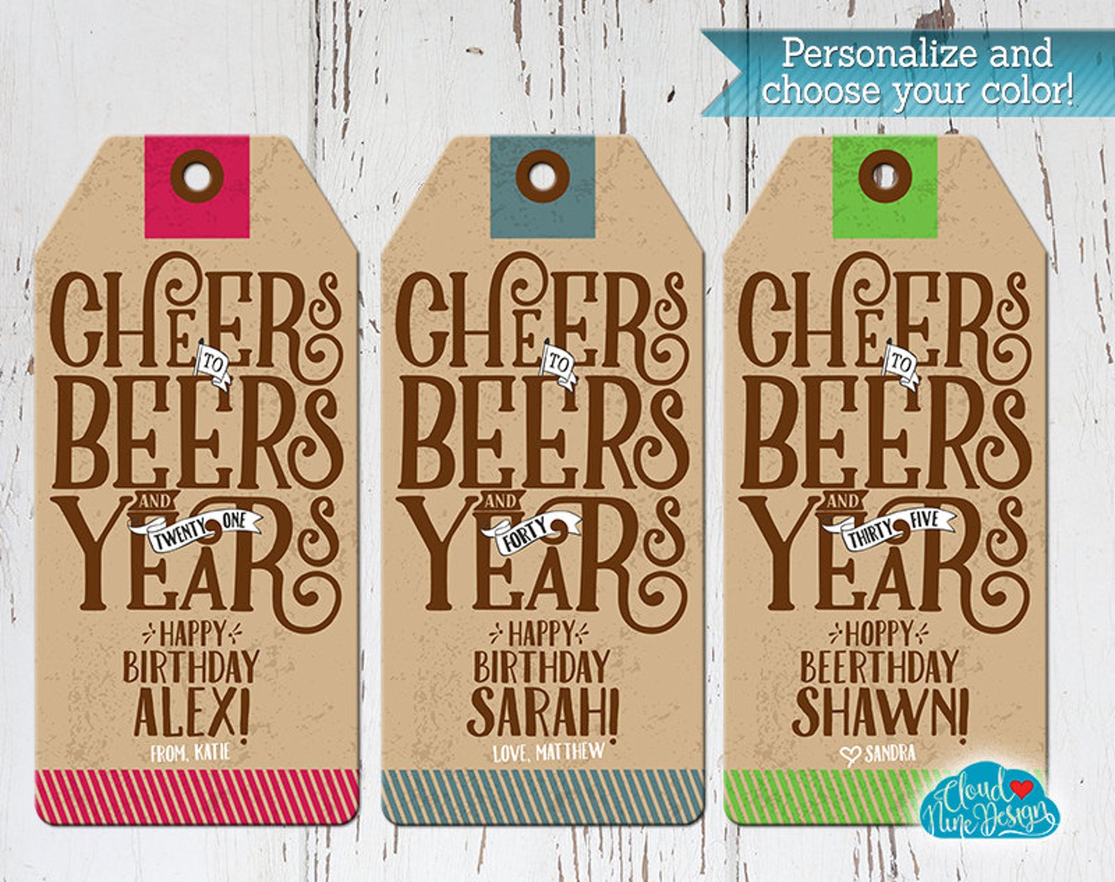 Birthday Beer Tag, Personalized, Birthday Gift - Beer Lover - Gift Tag ...