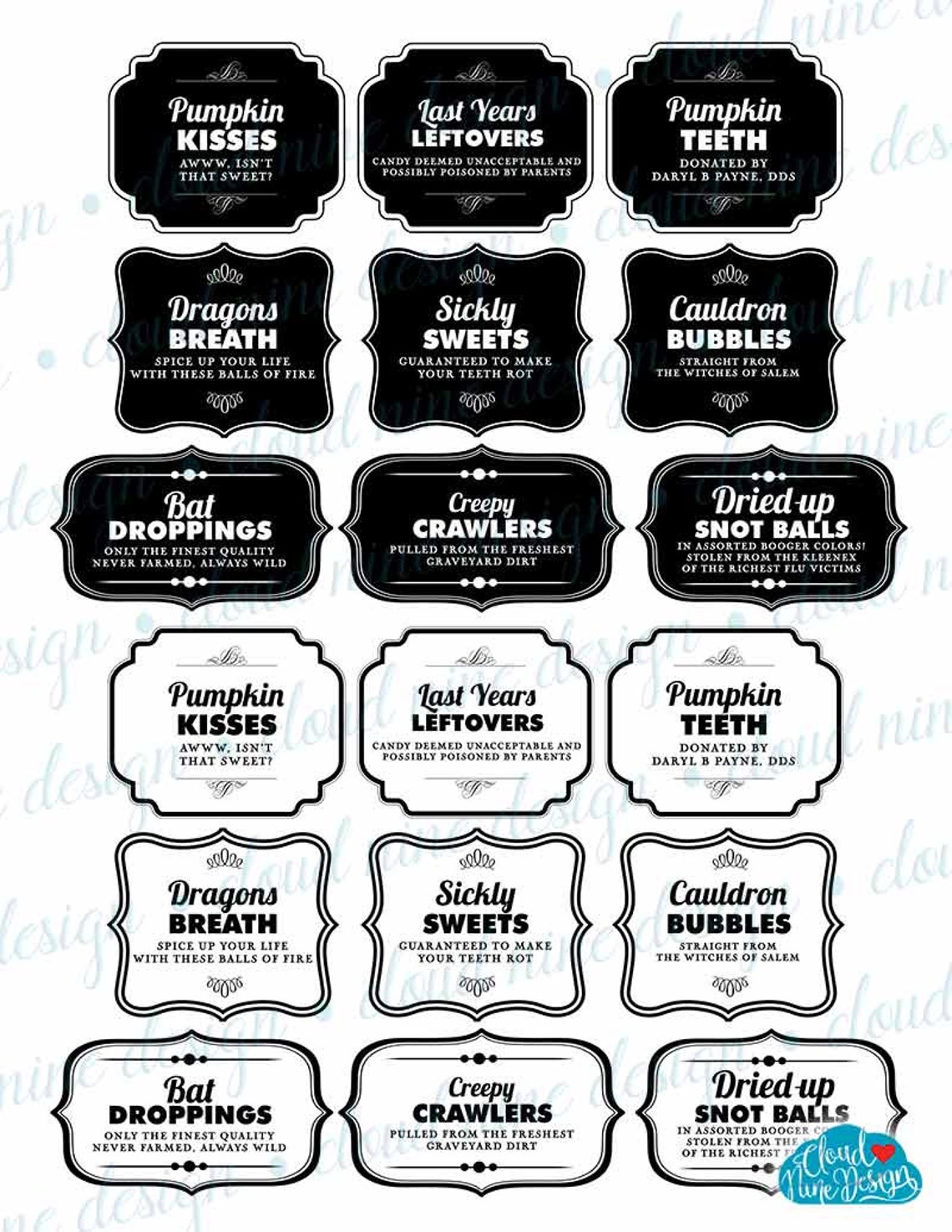 Halloween Labels PRINTABLE instant Download DIY Funny - Etsy