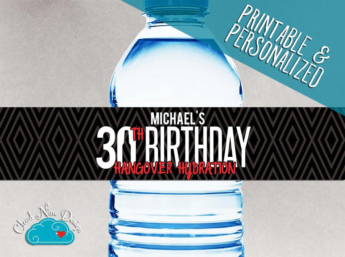 30th Birthday Water Bottle Labels Guys Birthday Beer - Etsy