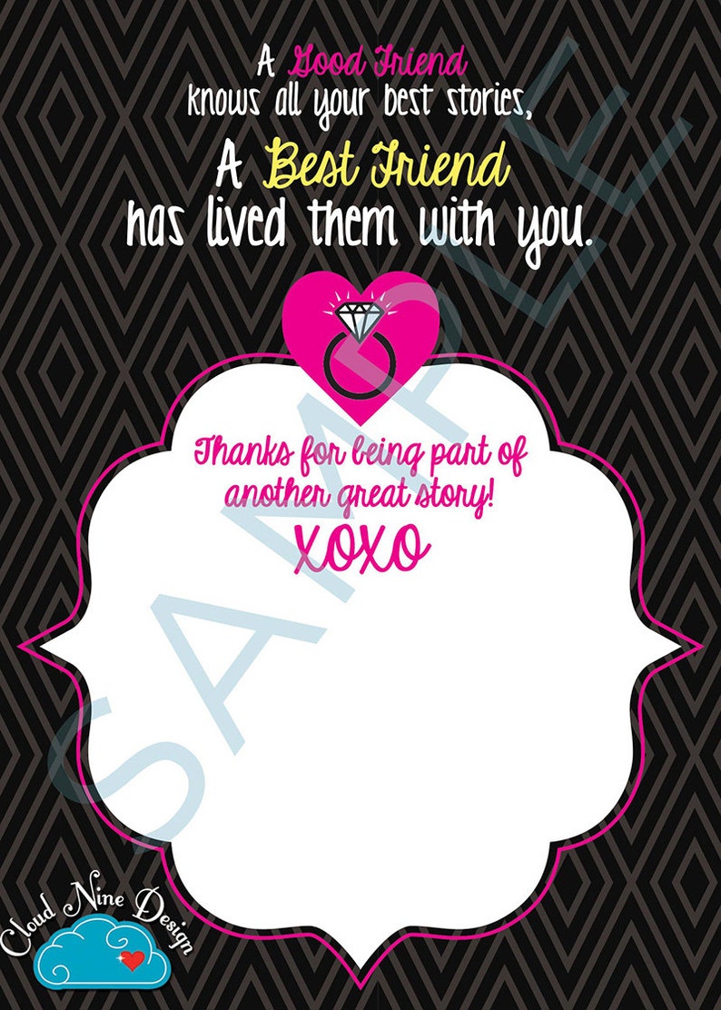 Bachelorette Party Thank You Note Printable DIY Bridal - Etsy