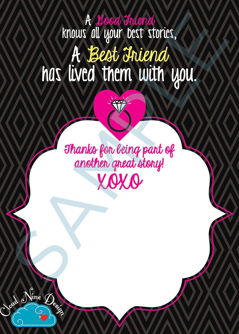 Bachelorette Party Thank You Note Printable DIY Bridal | Etsy