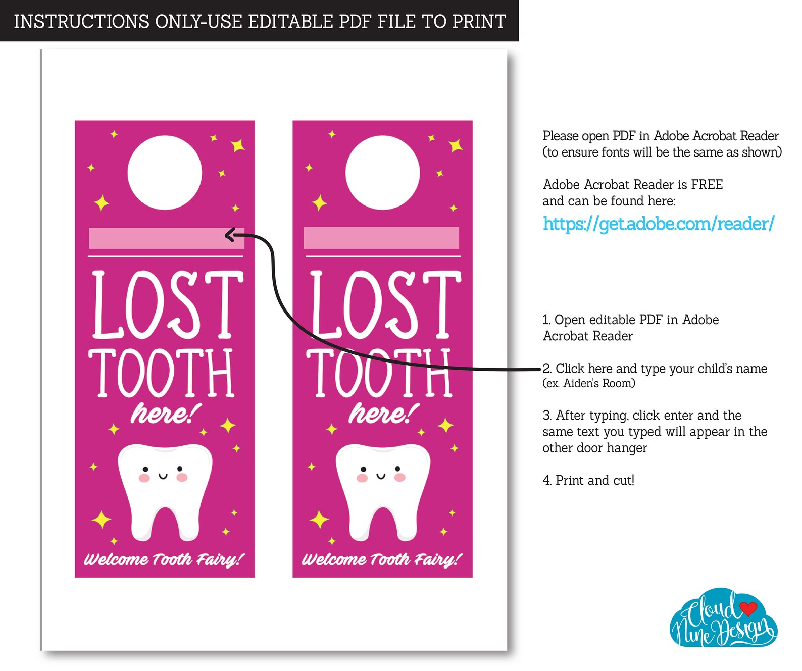 Lost Tooth Welcome Tooth Fairy Sign for child's door | Etsy