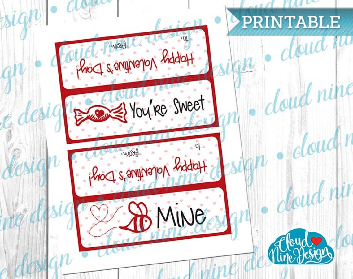 Valentines Day Treat Bag Tags Kids Gifts Valentines for - Etsy