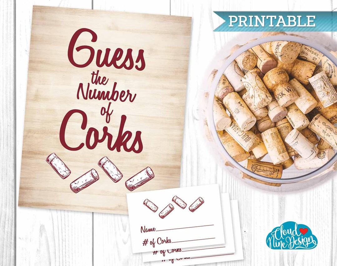 Guess How Many Corks Sign: Bridal Shower Wine Tasting Game (printable ...