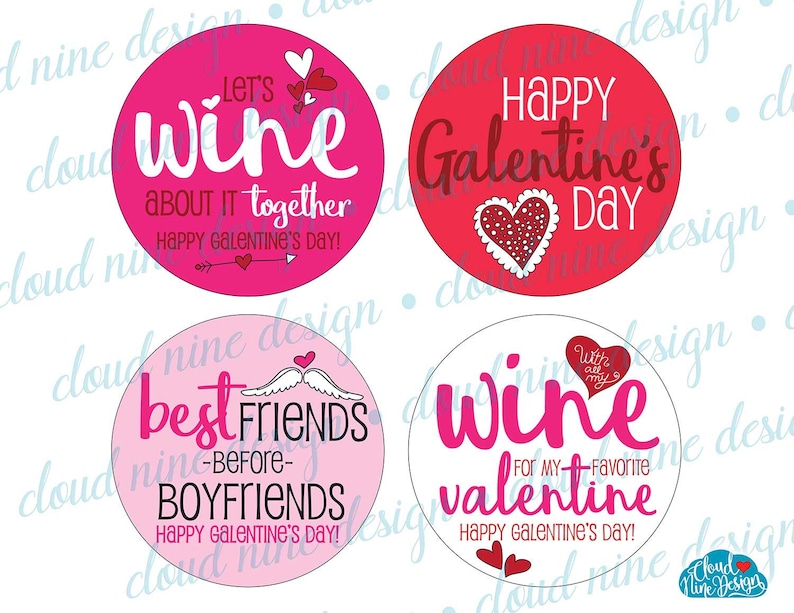 Galentine's Day Stickers Wine Labels INSTANT DOWNLOAD - Etsy