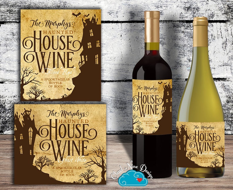 Halloween Wine Labels Set of 2 Personalized PRINTABLE - Etsy