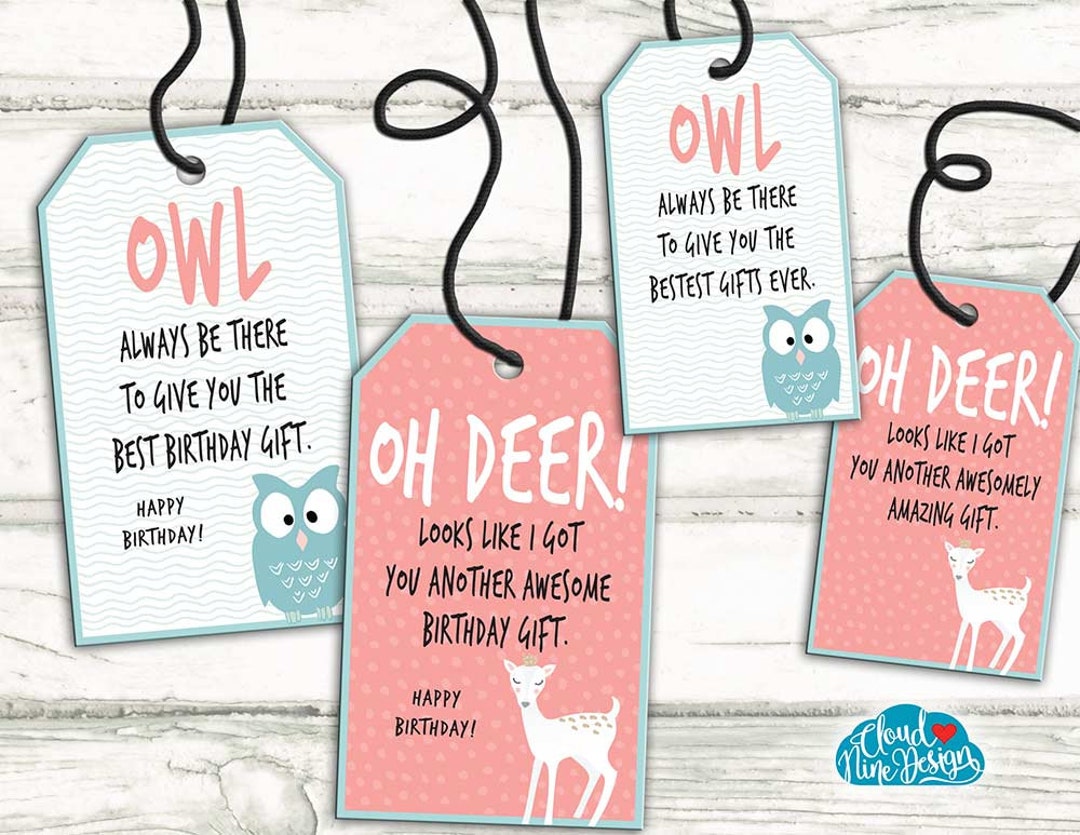 Gift Tags - Birthday Gift Tags - Set of 4 Funny Gift Tags - Printable ...