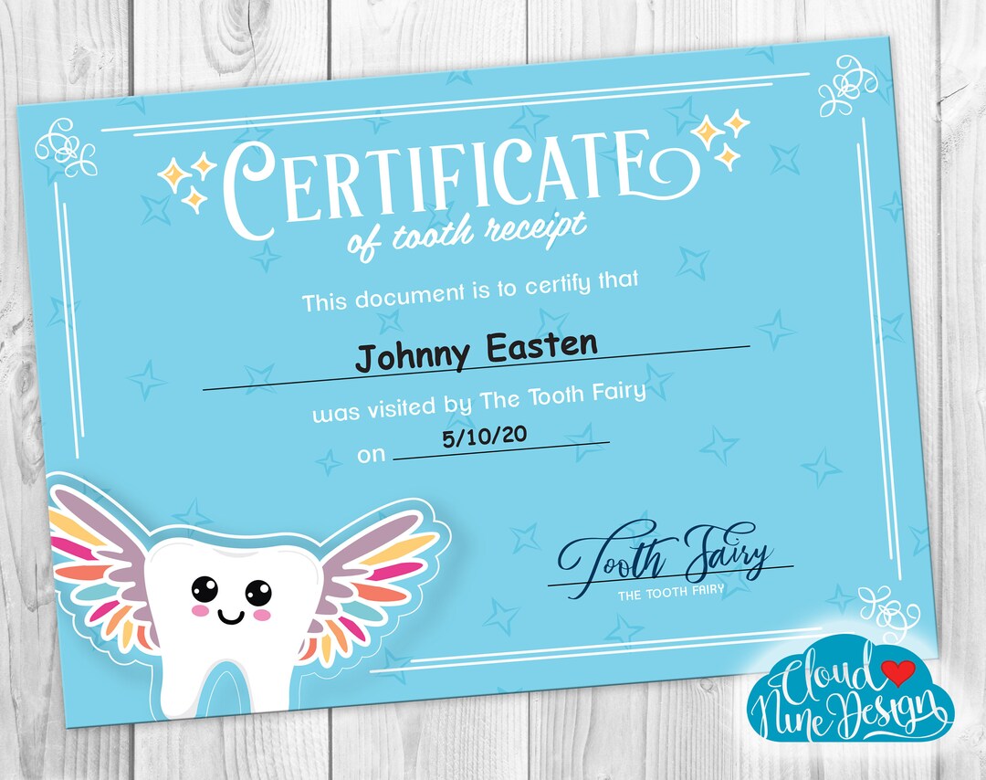 Tooth Fairy Certificate, Lost Tooth, Cute Certificate for Kids, First ...