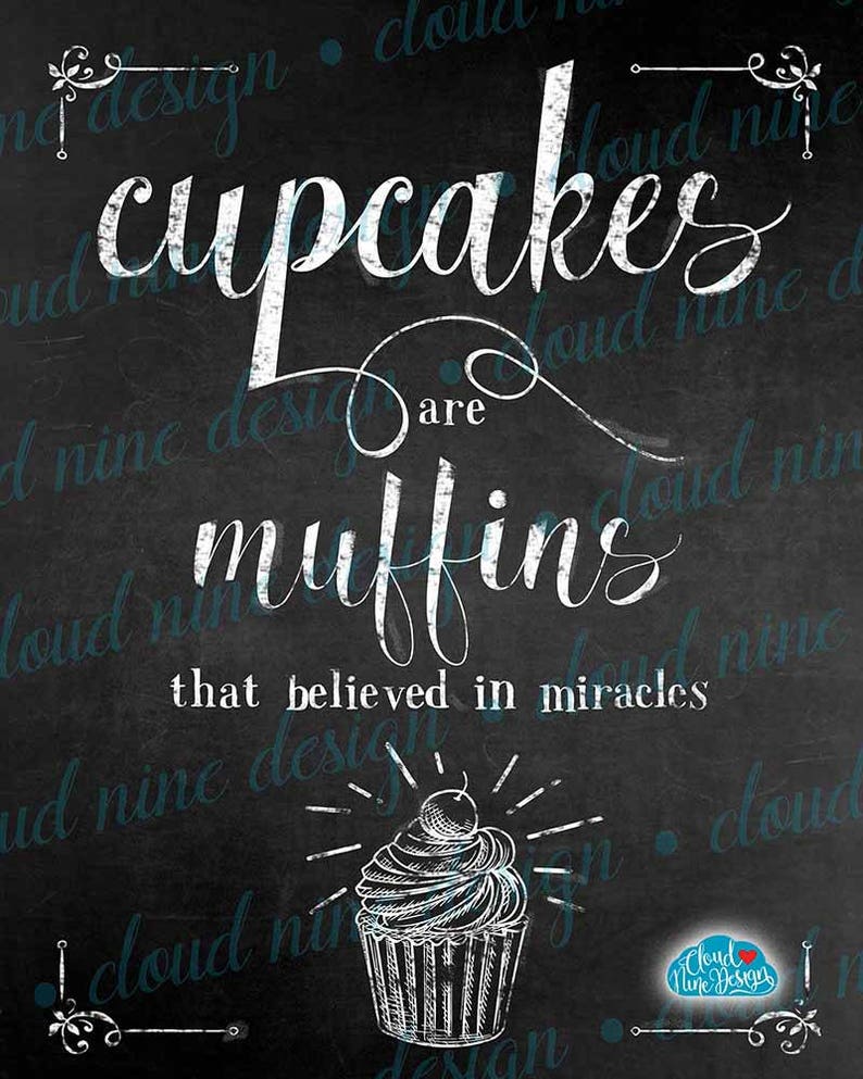 Chalkboard Sign Cupcake Printable Kitchen Decor Cupcake - Etsy