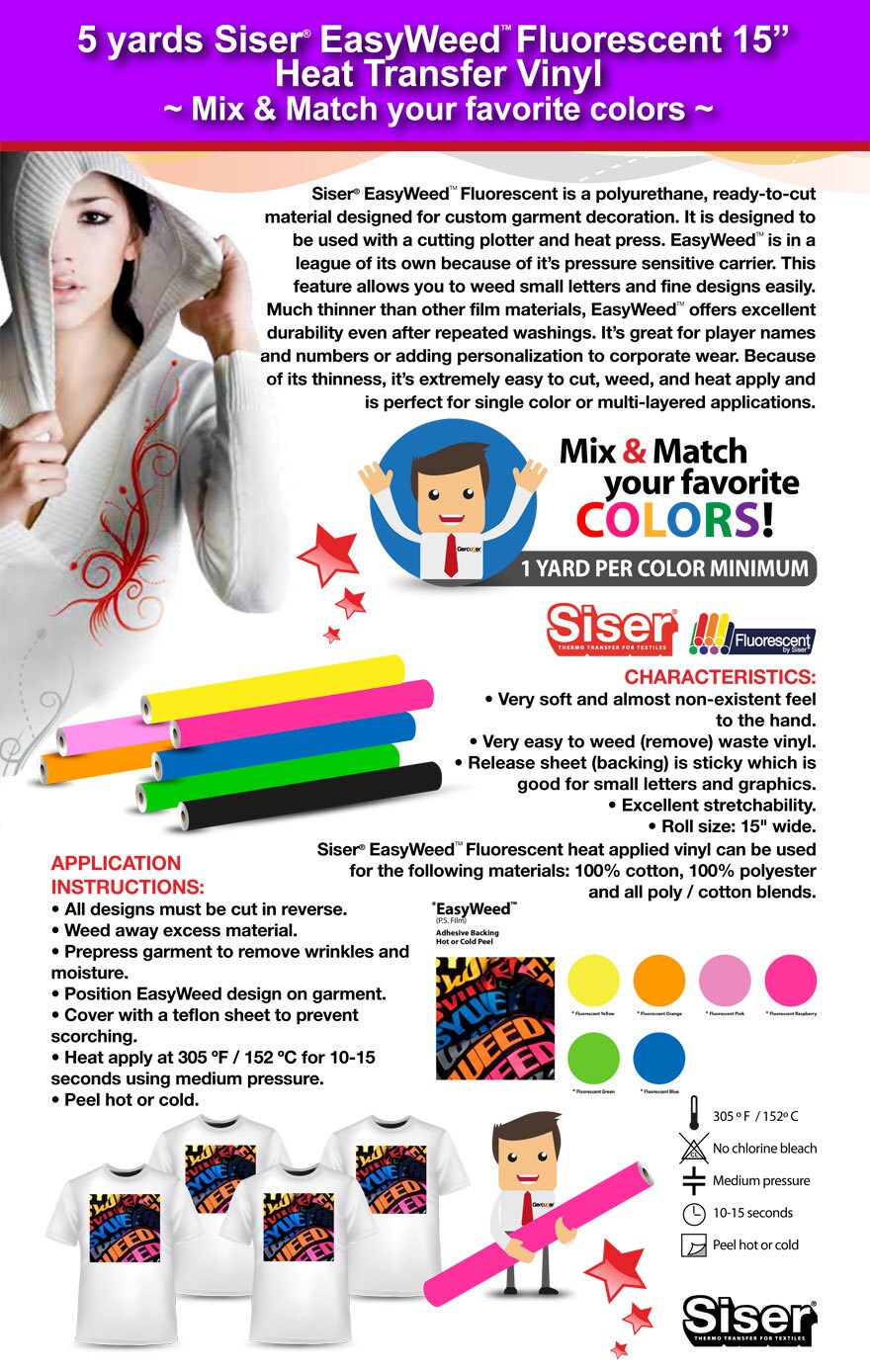 5 Yards siser EASYWEED Fluorescent Heat Transfer - Etsy