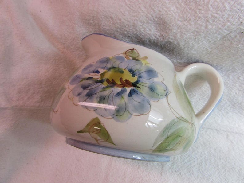 Hand Painted in Portugal Pitcher With Blue Flowers - Etsy