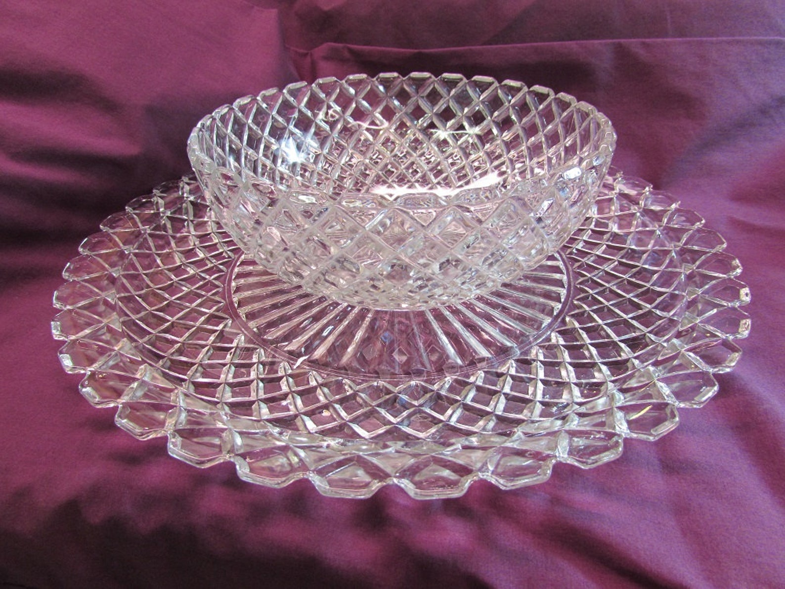 Early American Patterned Glass (EAPG) Serving Tray and Bowl - Etsy