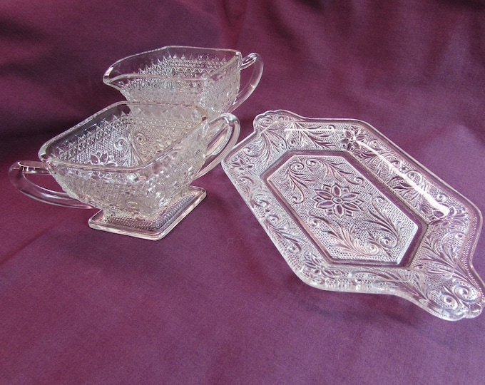 Indiana Glass Tiara Sandwich Clear Glass Creamer, Sugar, and Tray - Etsy
